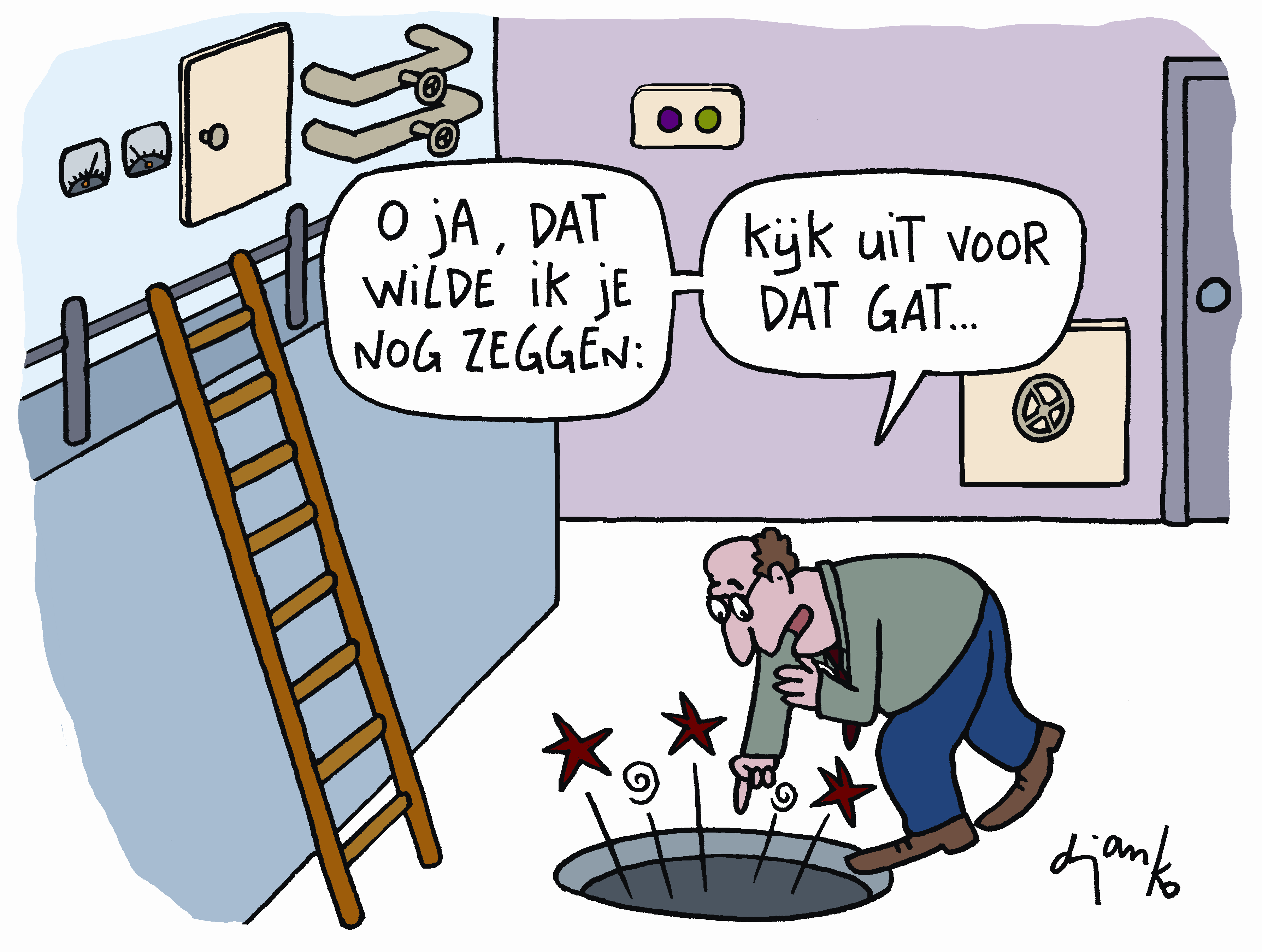 Cartoon: waarschuwing achteraf | Arbeidsveiligheid.net
